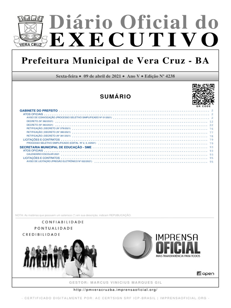 Executivo: Diário Oficial Do | PDF