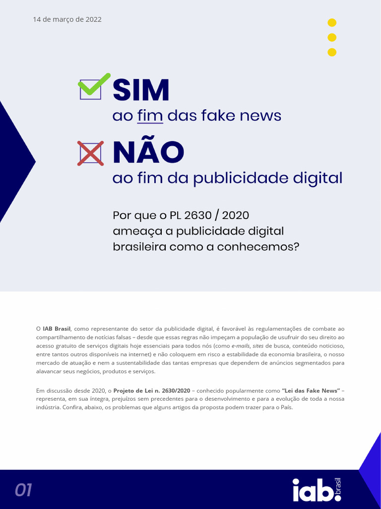 IAB-BRASIL_RELGOV_PAPER_PL-2630_2020_LEI-DAS-FAKE-NEWS | PDF