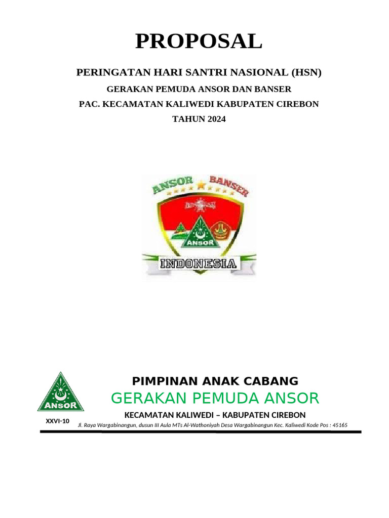 Proposal HSN Pac GP Ansor Kec. Kaliwedi 2024 | PDF | Travel