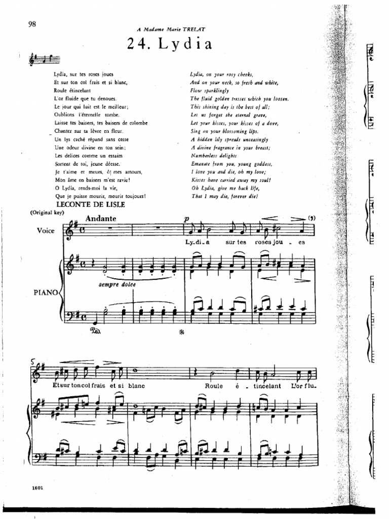 Fauré Lydia Score G Major | PDF