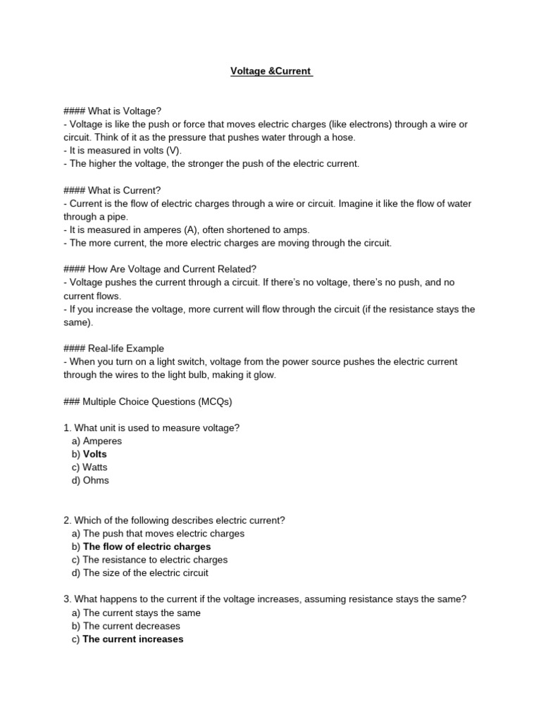 Understanding Voltage and Current | PDF | Teaching Methods & Materials ...