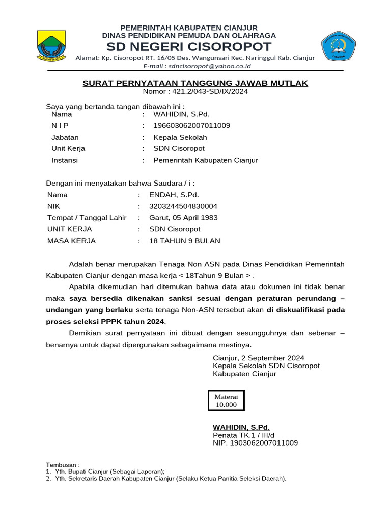 (Draft) SPTJM (Pengalaman Kerja) | PDF