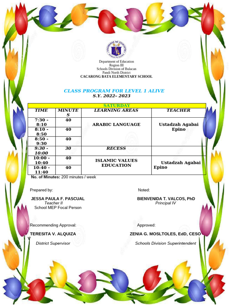 Level 1 Alive Class Program 2022-2023 | PDF