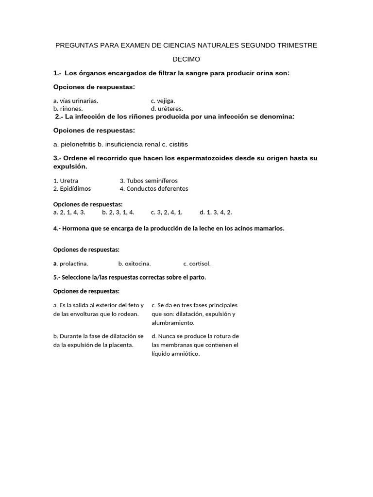 CCNN - Decim Pregun Examen 2 Trim 2024 | PDF