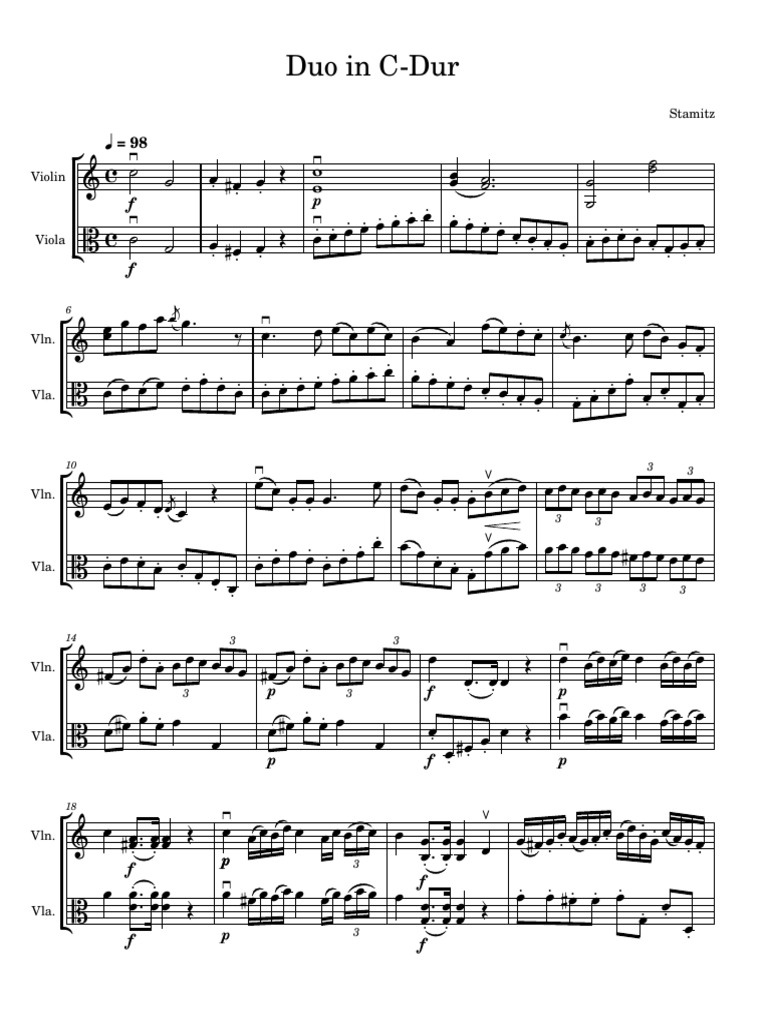 6 Duos Op.18 No.1 Carl Philipp Stamitz 6 Duos Op.18 No.1 Stamitz Duo in ...