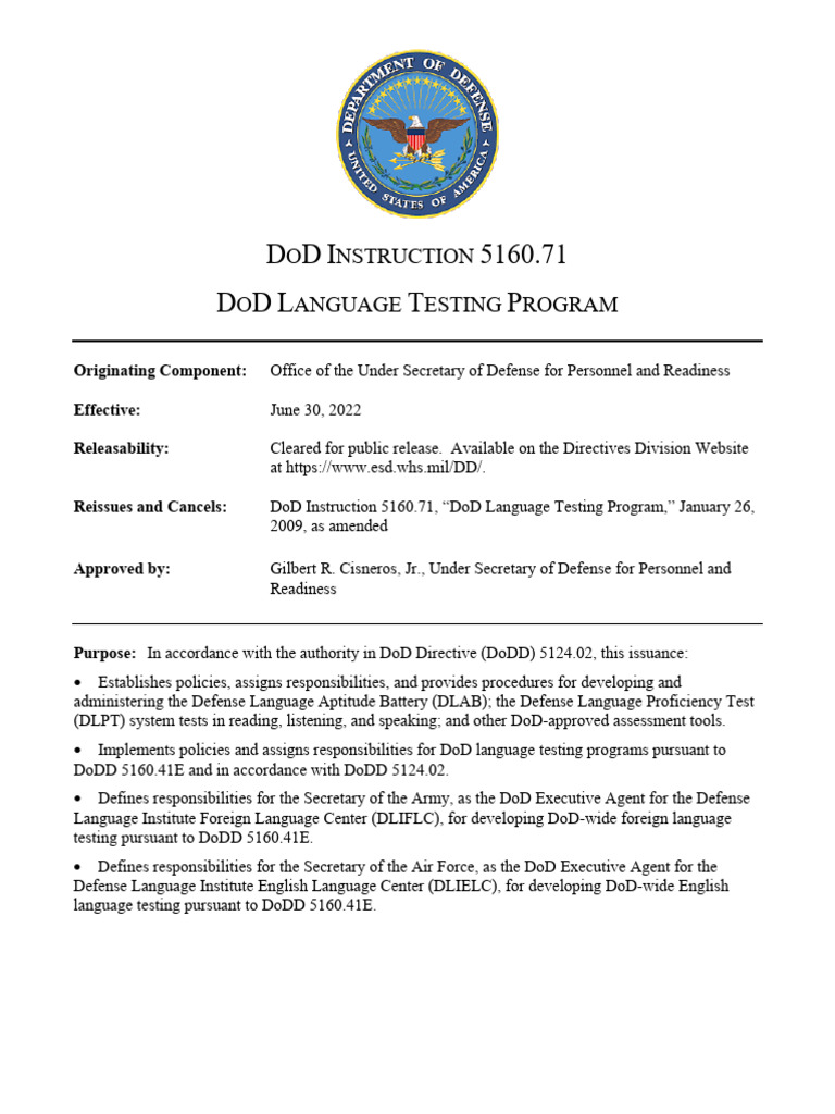 DoD Language Testing Program Overview | PDF