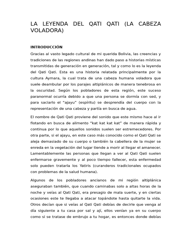 ENSAYO DE LA LEYENDA DEL QATI QATI_3qyc8pdf | PDF