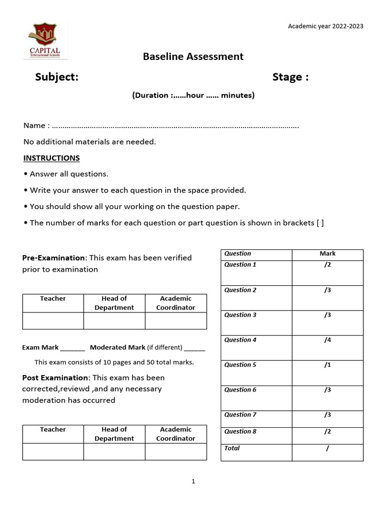 Baseline Assessment Template | PDF