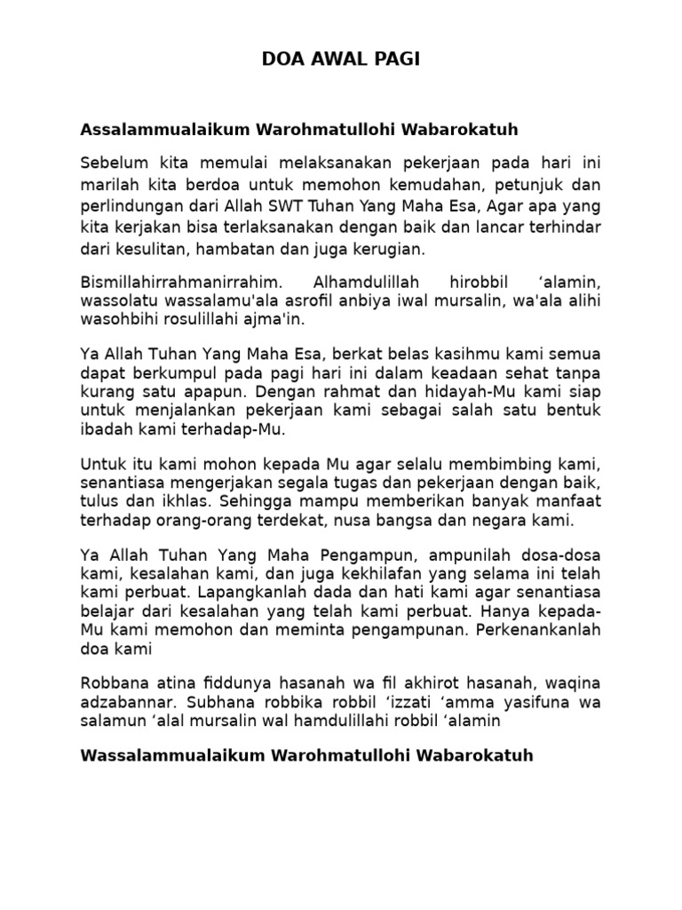 Doa Awal Pagi | PDF