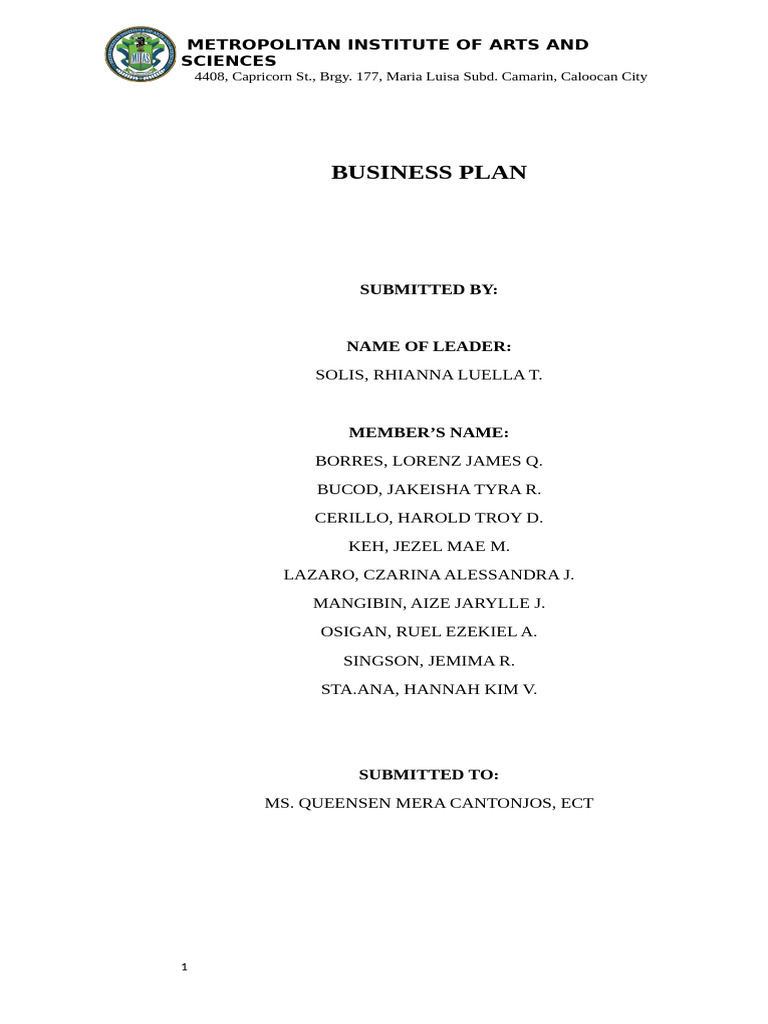 Entrep Business Plan | PDF
