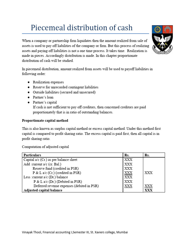 Piecemeal Distribution | PDF