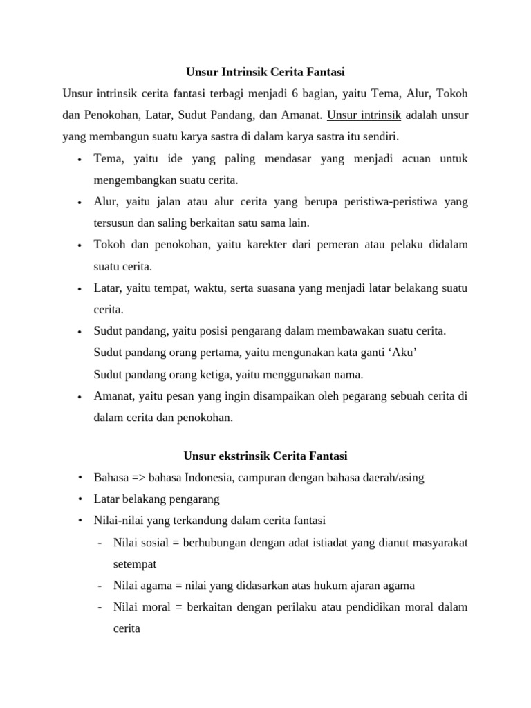 Unsur Intrinsik dalam Cerita Fantasi | PDF | Fiksi Umum