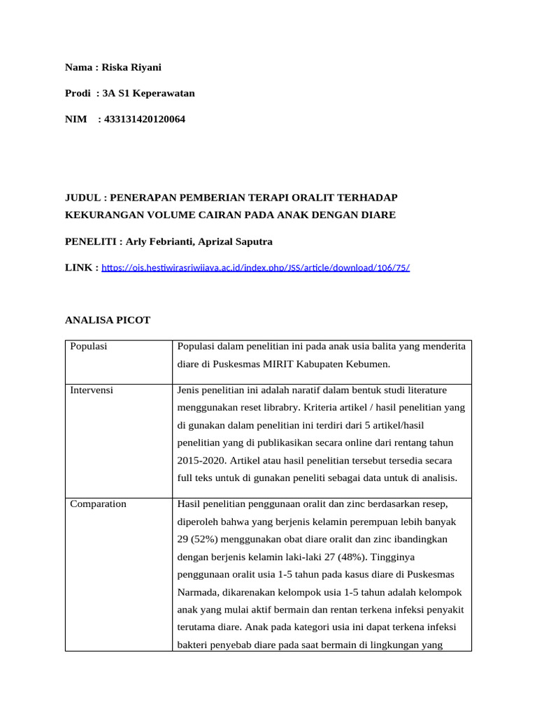 EBP Picot Oralit | PDF