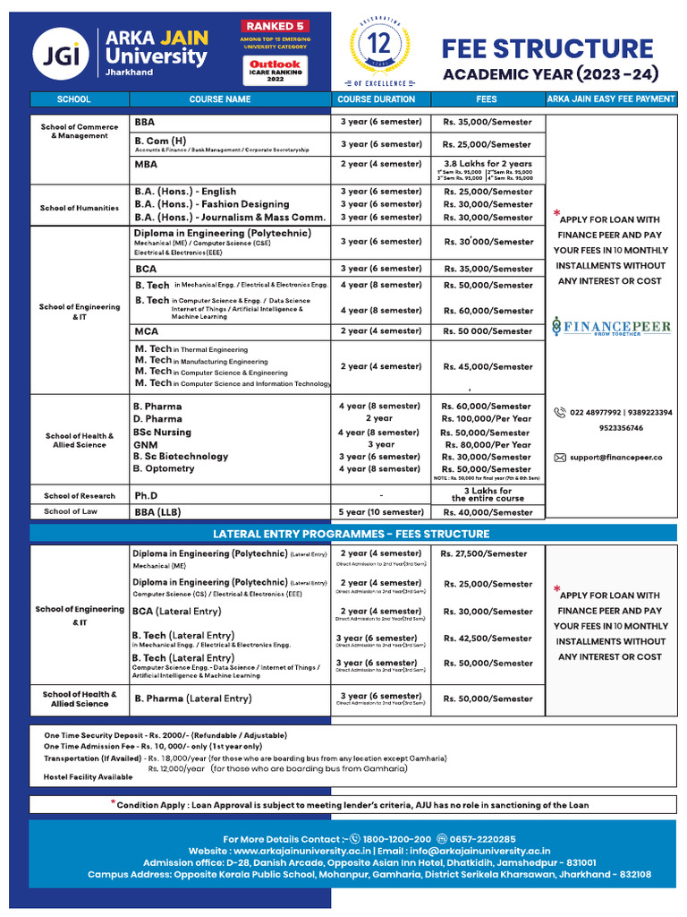 Fee Structure 2023 | PDF