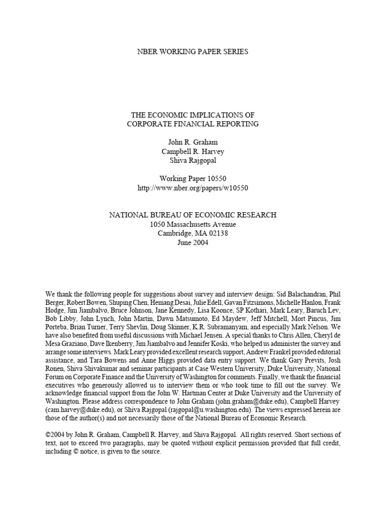 The Economic Implications of Corporate Financial Reporting | PDF