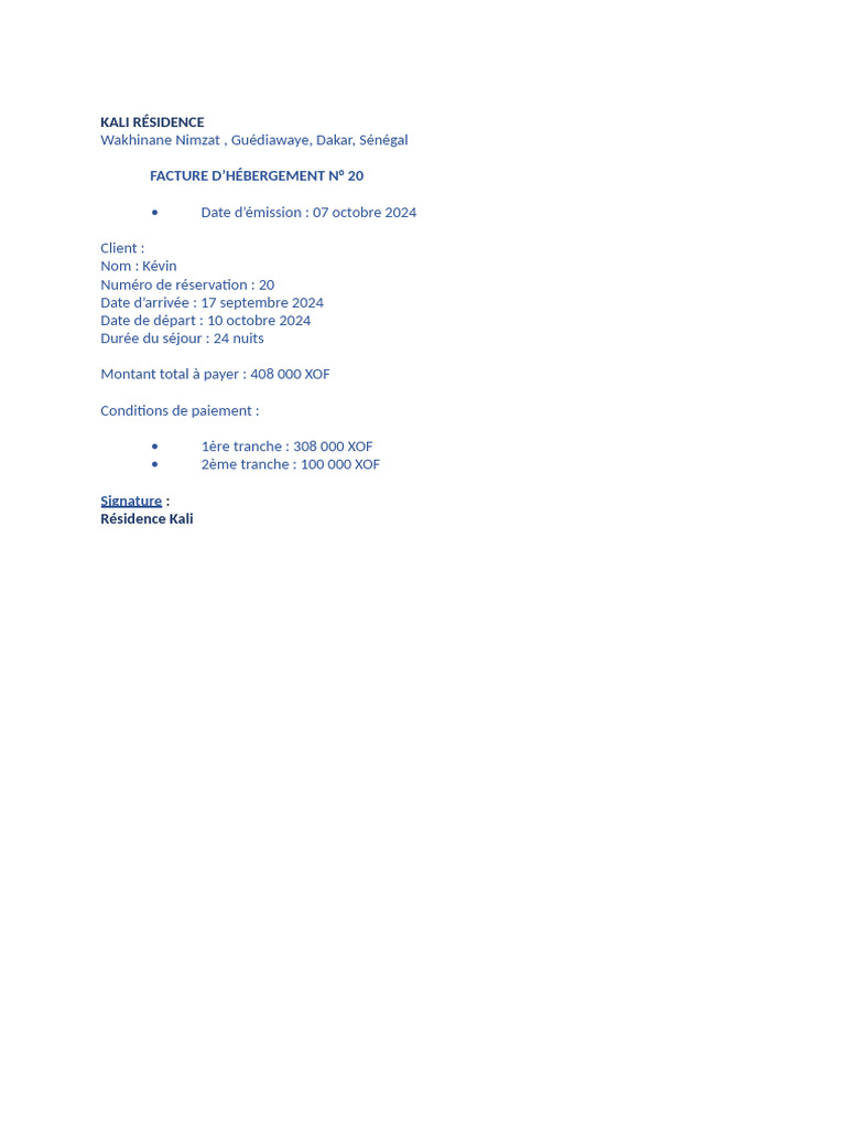 Facture D'hébergement | PDF