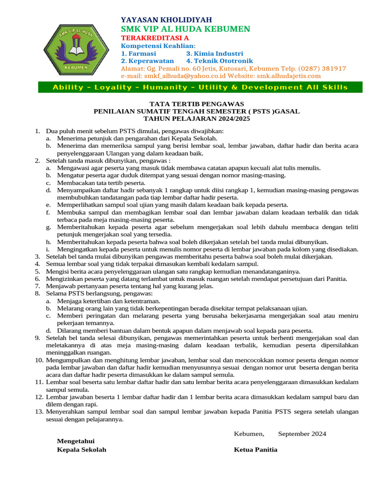 Tata Tertib Pengawas PSTS 24 | PDF