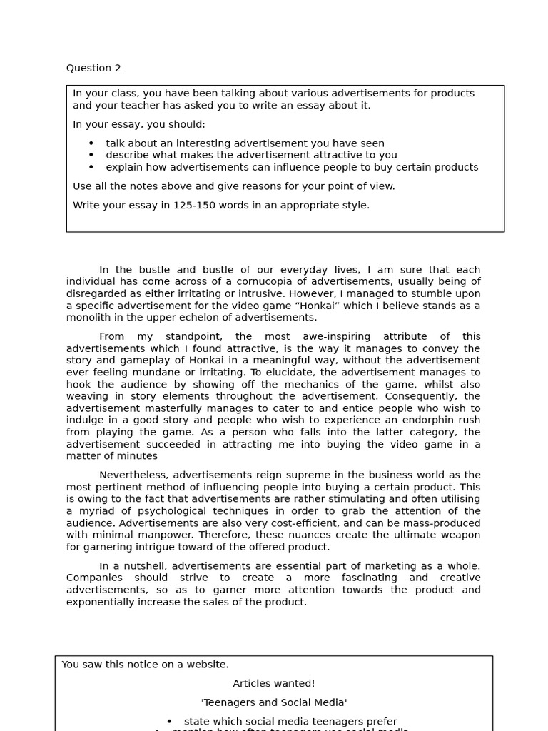 SPM Sample Essay | PDF