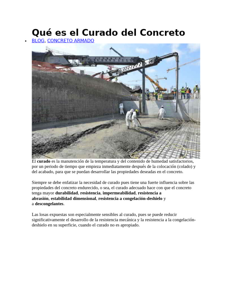 Curado Del Concreto | PDF | Hogar, jardinería y bricolaje | Ciencia y ...