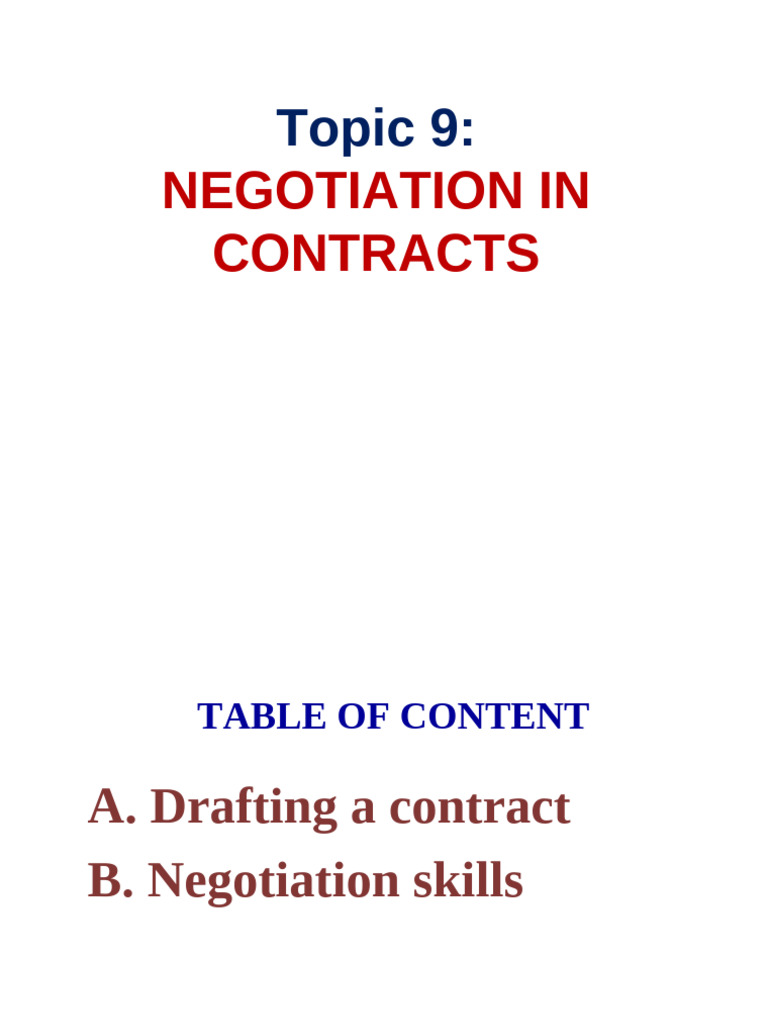 TOPIC 9 - Negotiation in Contract | PDF