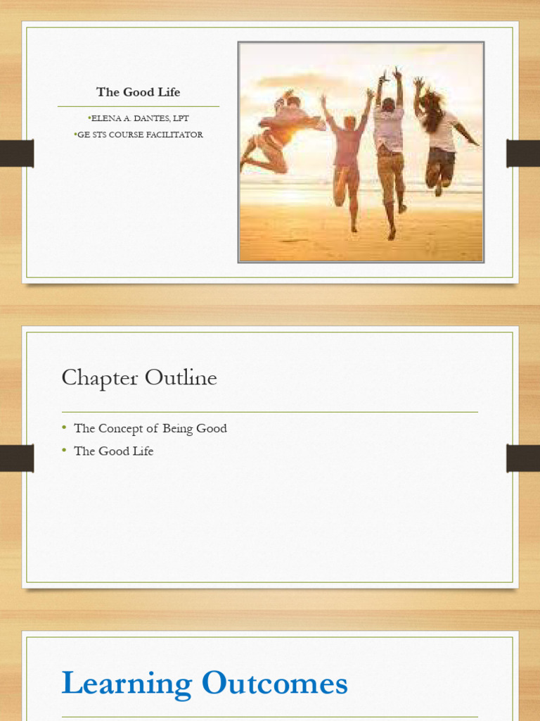 Chapter 2 Lesson 3 The Good Life Stud | PDF