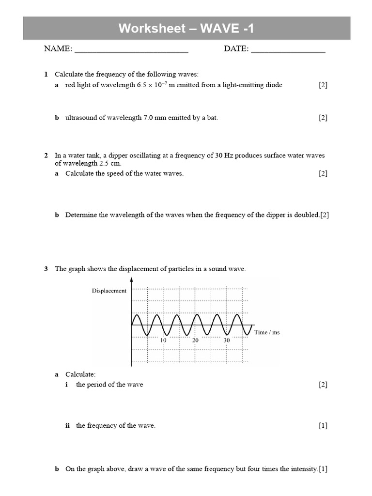 G11 - A - Worksheet - Wave - 1 | PDF