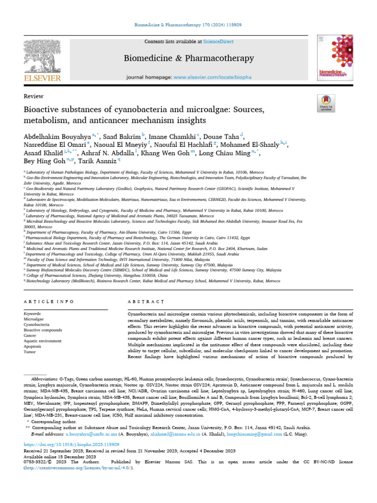 Bioactive Substances of Cyanobacteria and Microalgae So - 2024 ...