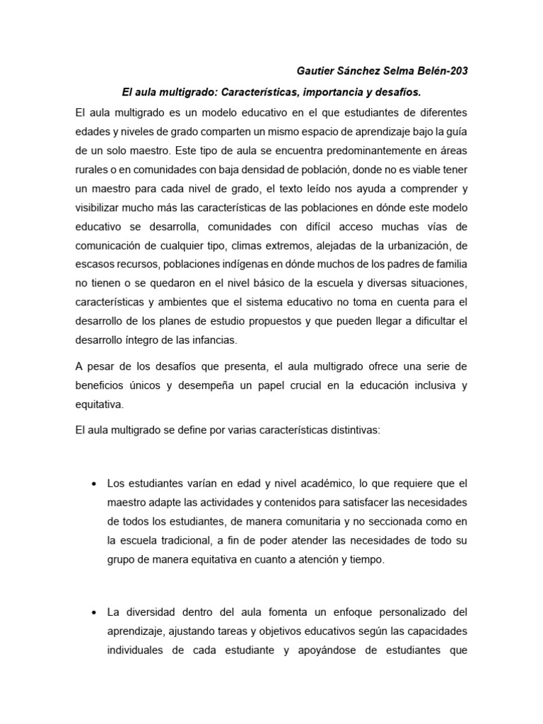 Aulas Multigrado Desafios y Caracteristicas | PDF