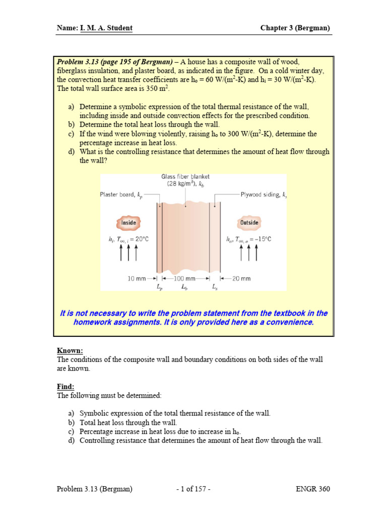 ENGR360 Chapter 3 Sample Problems Bergman | PDF