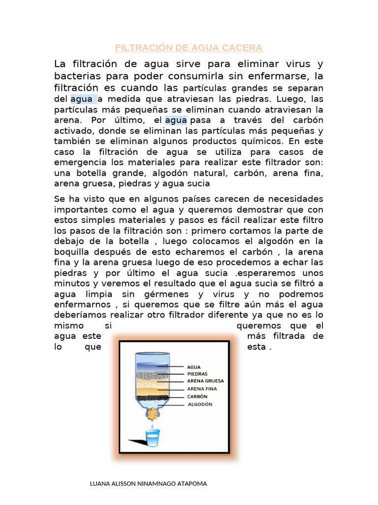 Filtrador de Agua Cacera | PDF