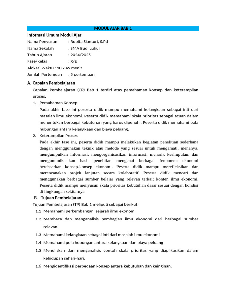 Modul Ajar Bab 1 | PDF