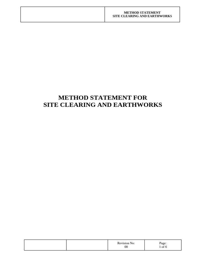 Method Statement For Site Clearing and Earthworks | PDF