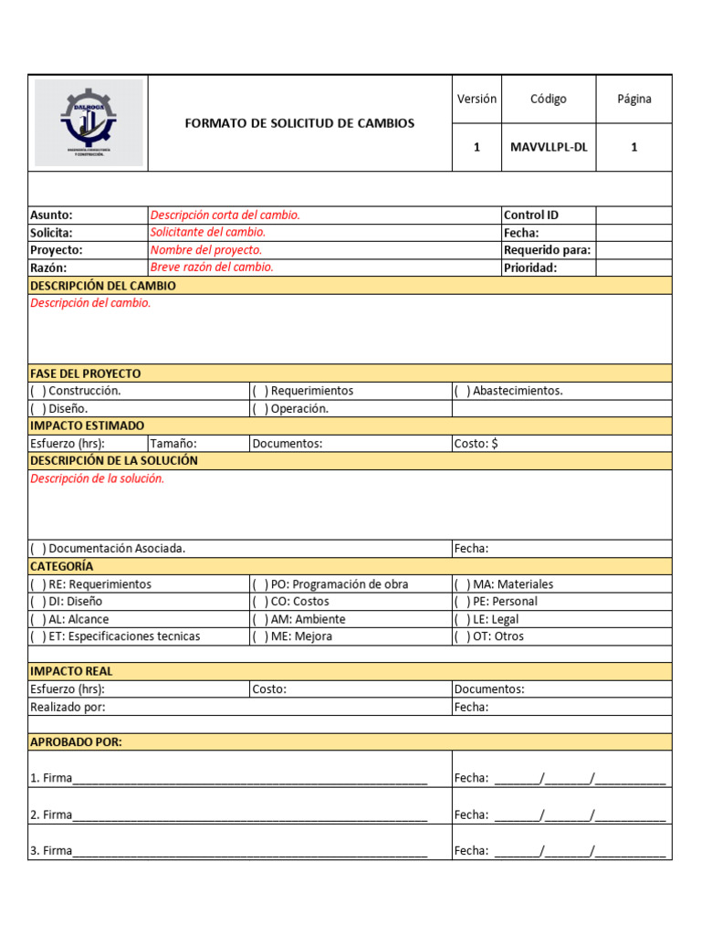 Anexo 3. Formato solicitud de cambios | PDF