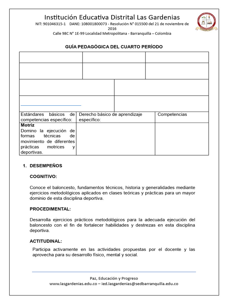 Guia Pedag - 9° - 4to Periodo - 2024 | PDF