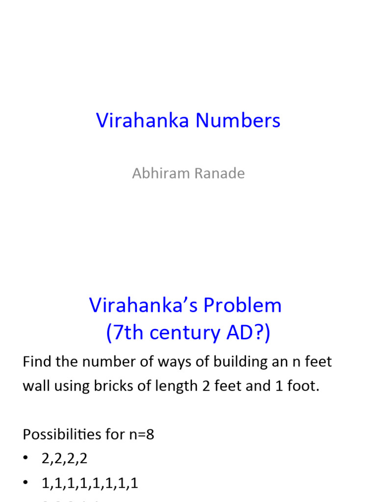 Understanding Virahanka Numbers | PDF