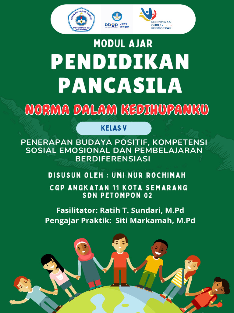 Modul Ajar Pendidikan Pancasila Sampul Hijau Ilustratif | PDF