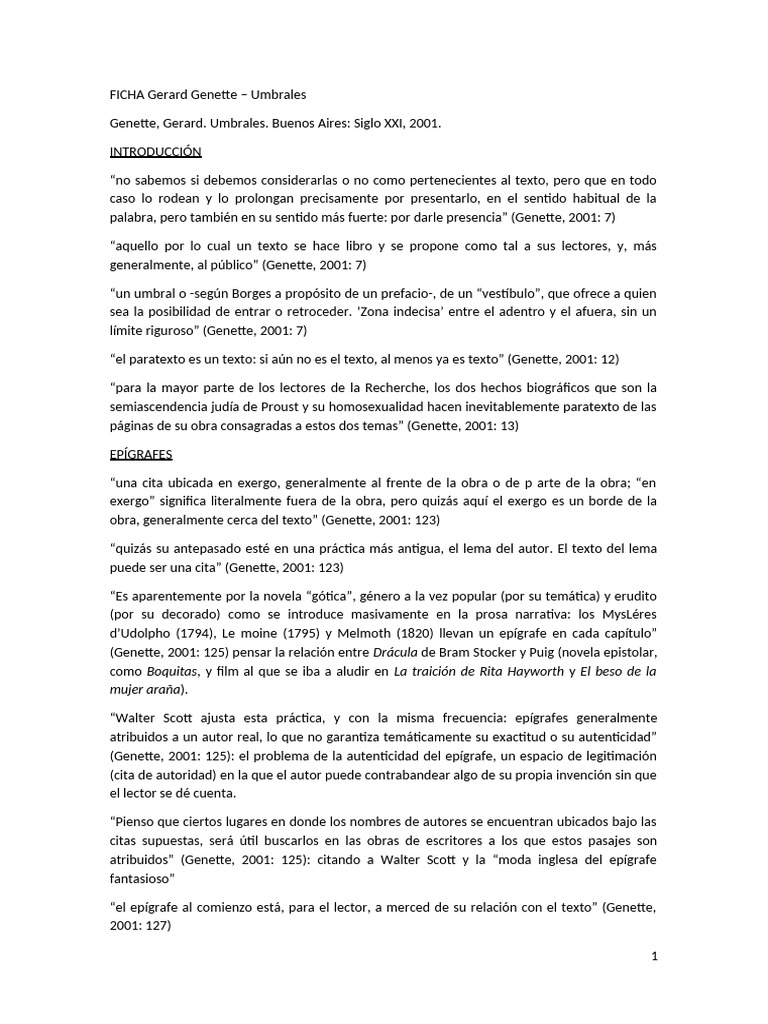 FICHA Gerard Genette | PDF