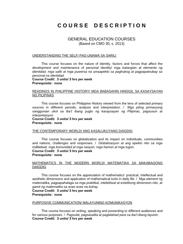 Gen. Ed. Course Description | PDF