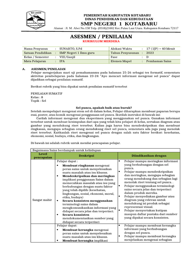 Assesment, Penilaian | PDF