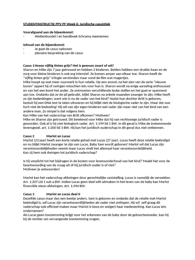 Studentinstructie PPV PF Week 6 | PDF