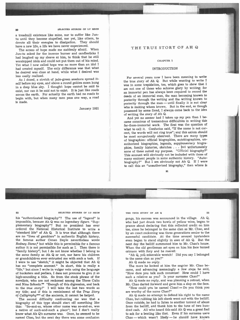 FYSEM. "The True Story of Ah Q" | PDF