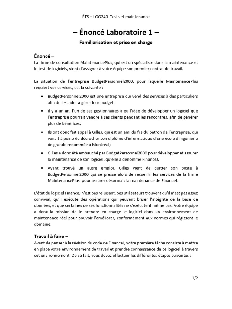Log240 Labo1 Enonce | PDF