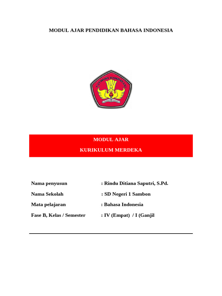 Modul Ajar Bahasa Indonesia | PDF
