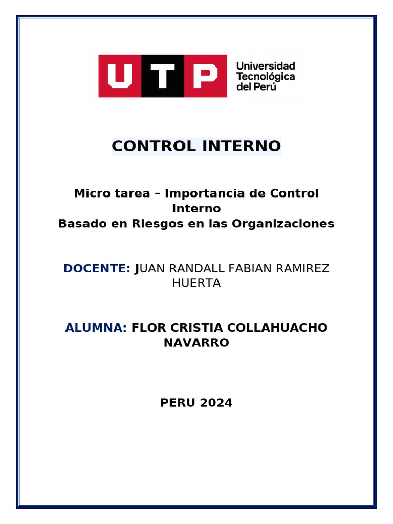 CONTROL INTERNO Tarea 1 | PDF