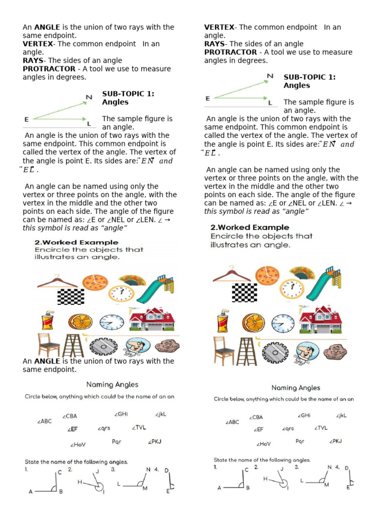 ANGLE WEEK 1 WORKSHEET | PDF