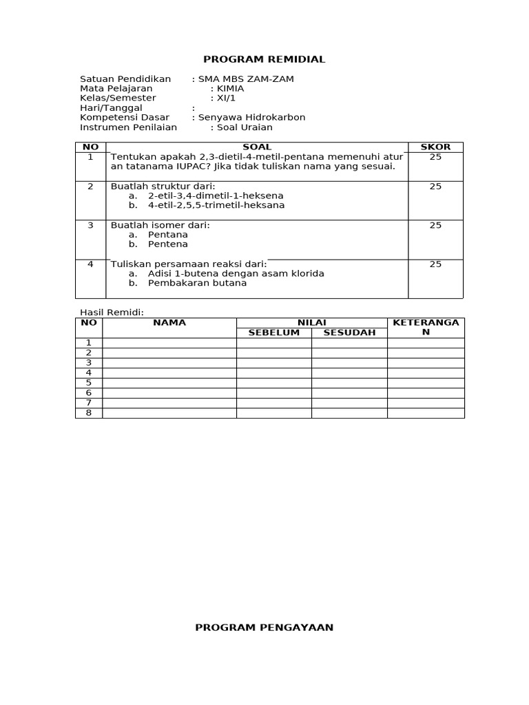 Program Remidial | PDF