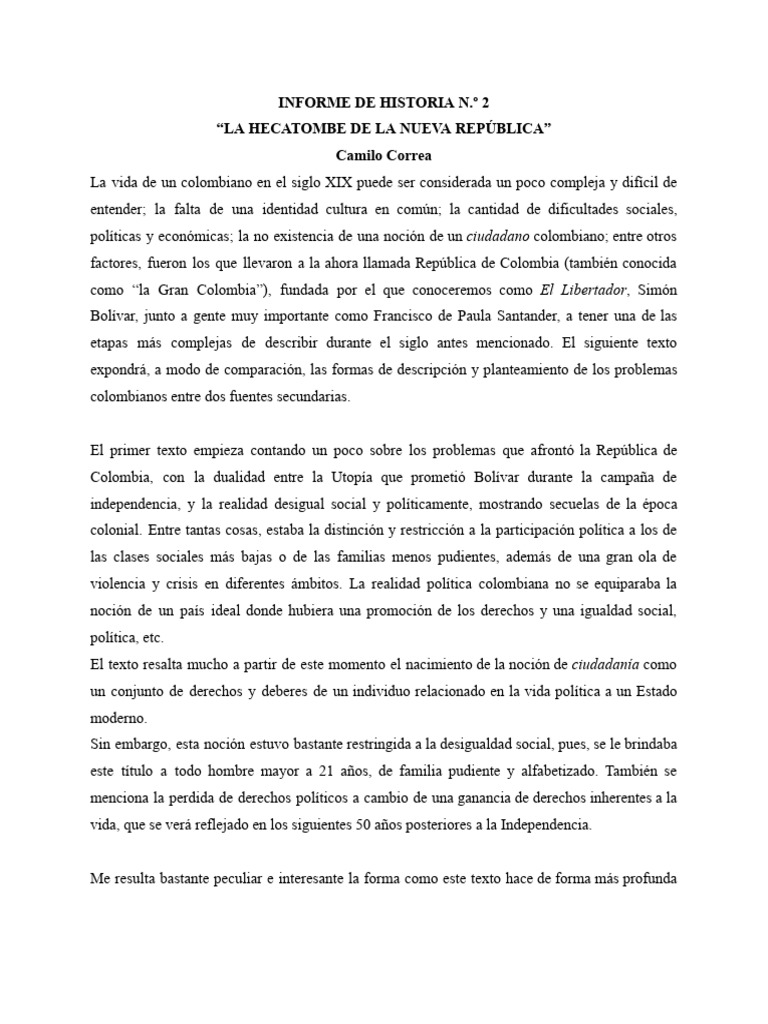 Informe de Historia N.° 2 | PDF