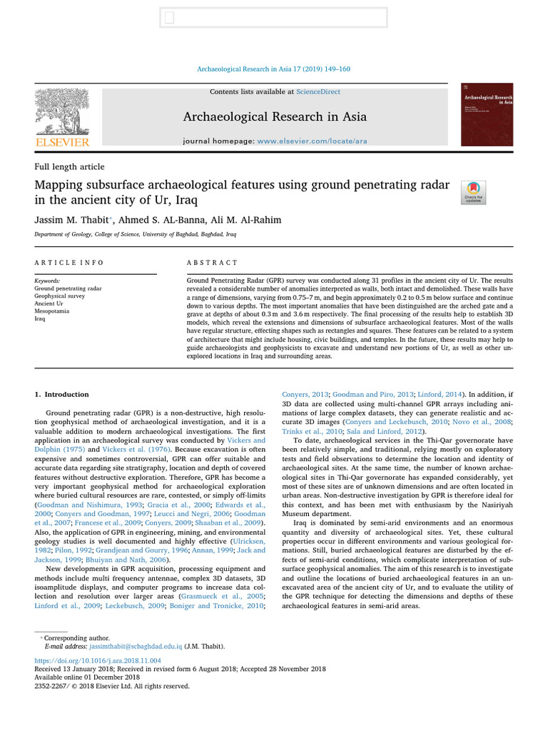 Mapping Subsurface Archaeological Features Using Ground Penetrating