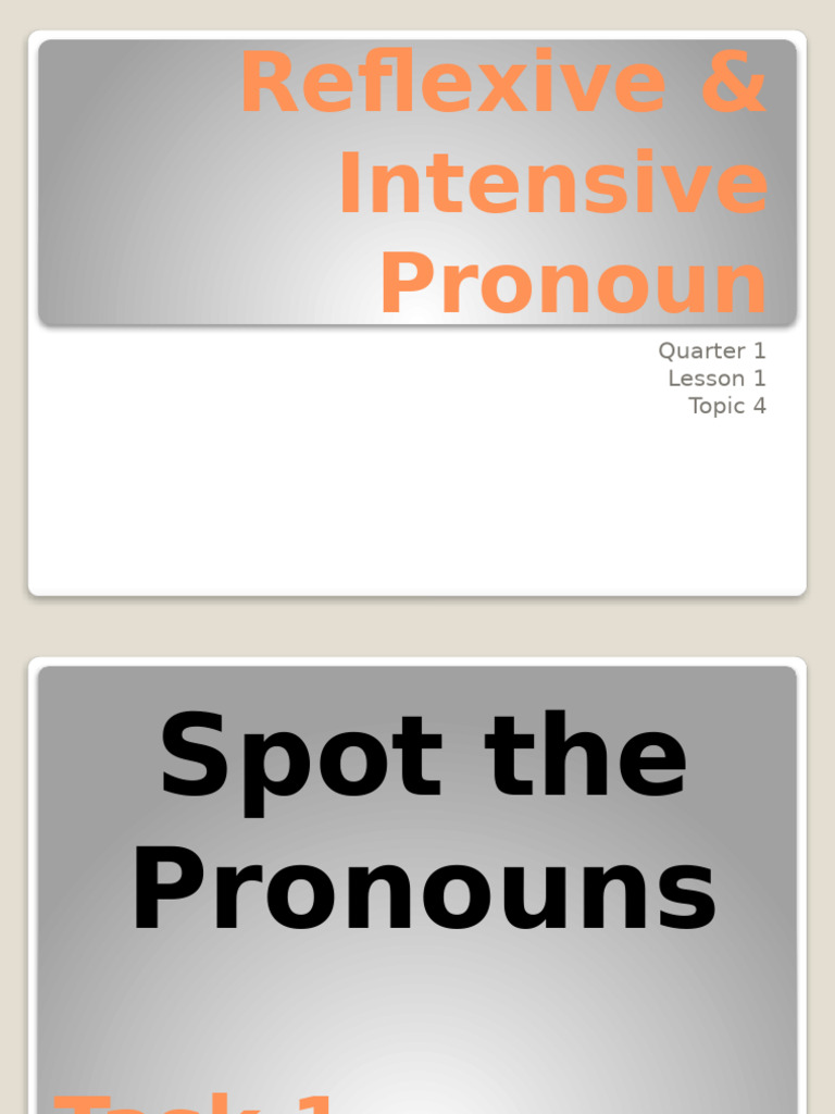 Q1 L1 T4 Reflexive and Intensive Pronoun | PDF