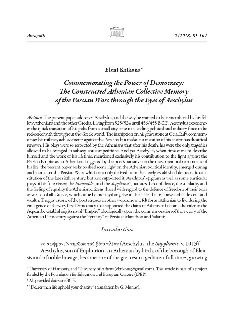 Eleni Krikona - Commemorating The Power of Democracy The Constructed ...
